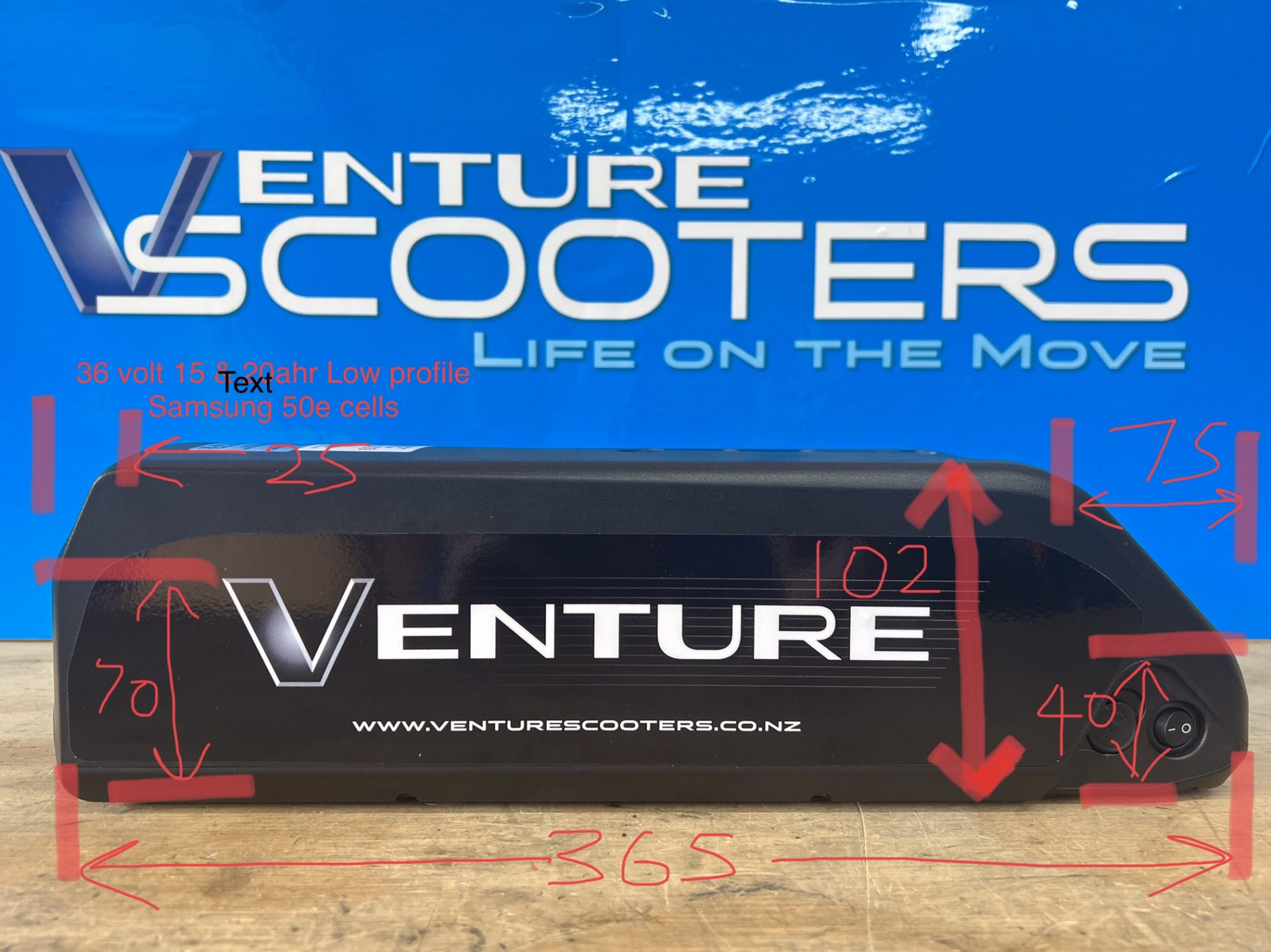 36 Volt 20AHR 720WHR Low Profile Battery | Venture Scooters